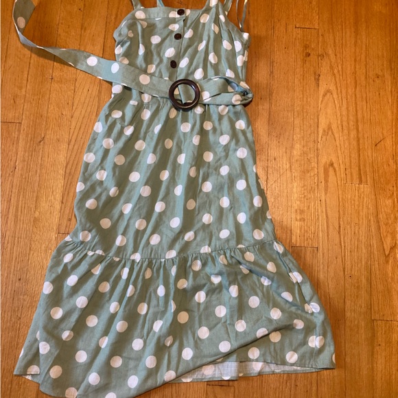 Monteau | Dresses | Monteau Los Angeles Polka Dot Green Dress | Poshmark